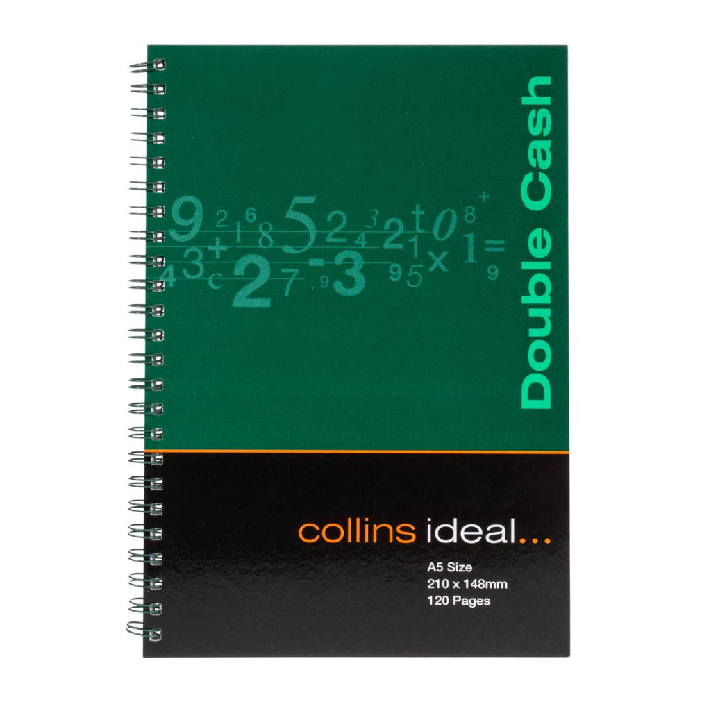 Collins Ideal - A5 Cashbook Wiro Double Cash - 120 Pages - Green ...