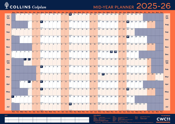 Colplan - A1 Mid/Academic Year Wall Calendar Planner 2025-2026 ...